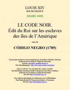 Le Code Noir – Mémoires des Esclavages